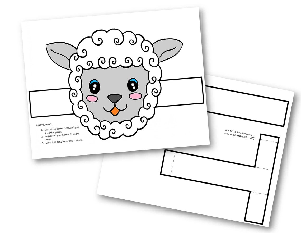 Sheep Paper Crown for Kids , Printable Sheep Birthday Hat, Nativity Hat ...