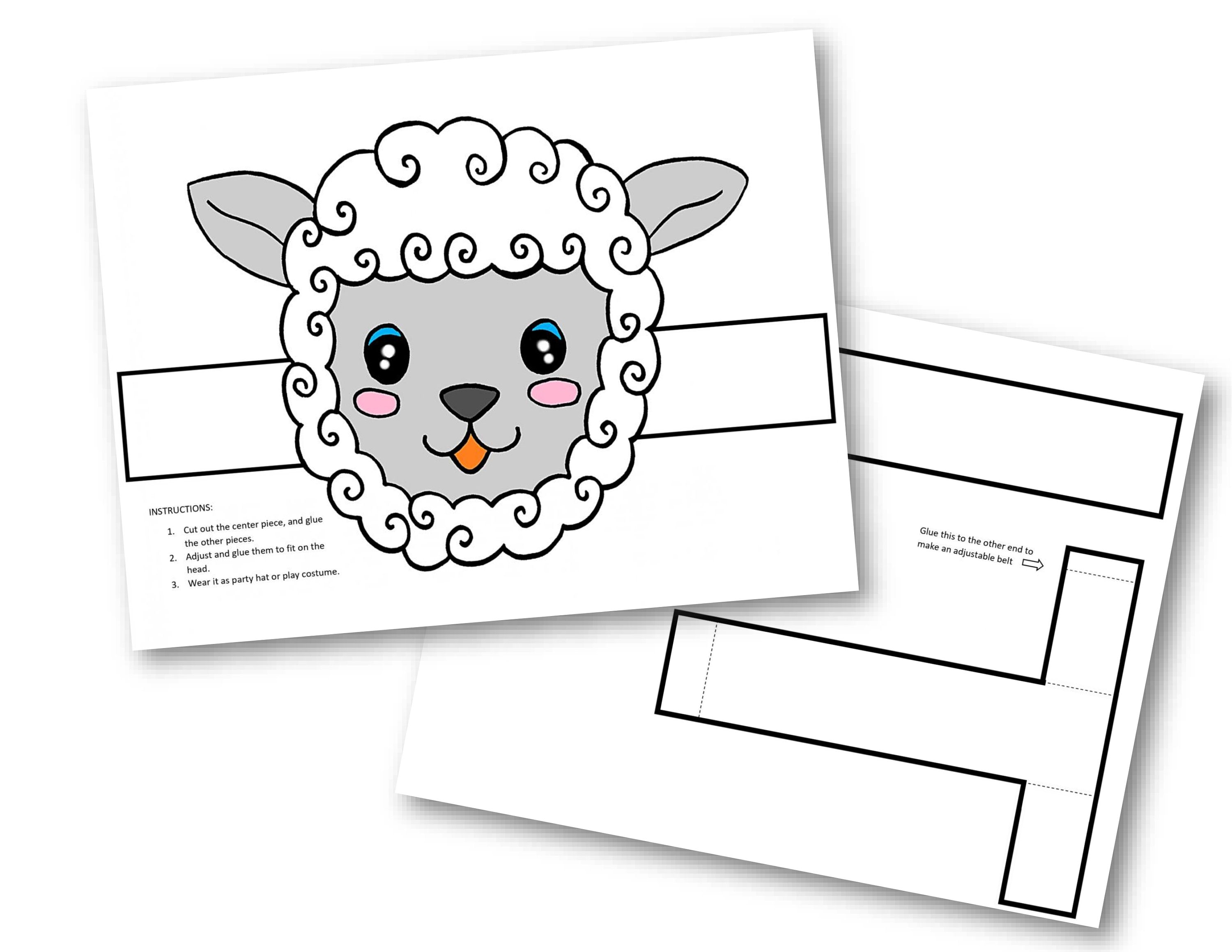 Sheep Paper Crown for Kids , Printable Sheep Birthday Hat, Nativity Hat ...