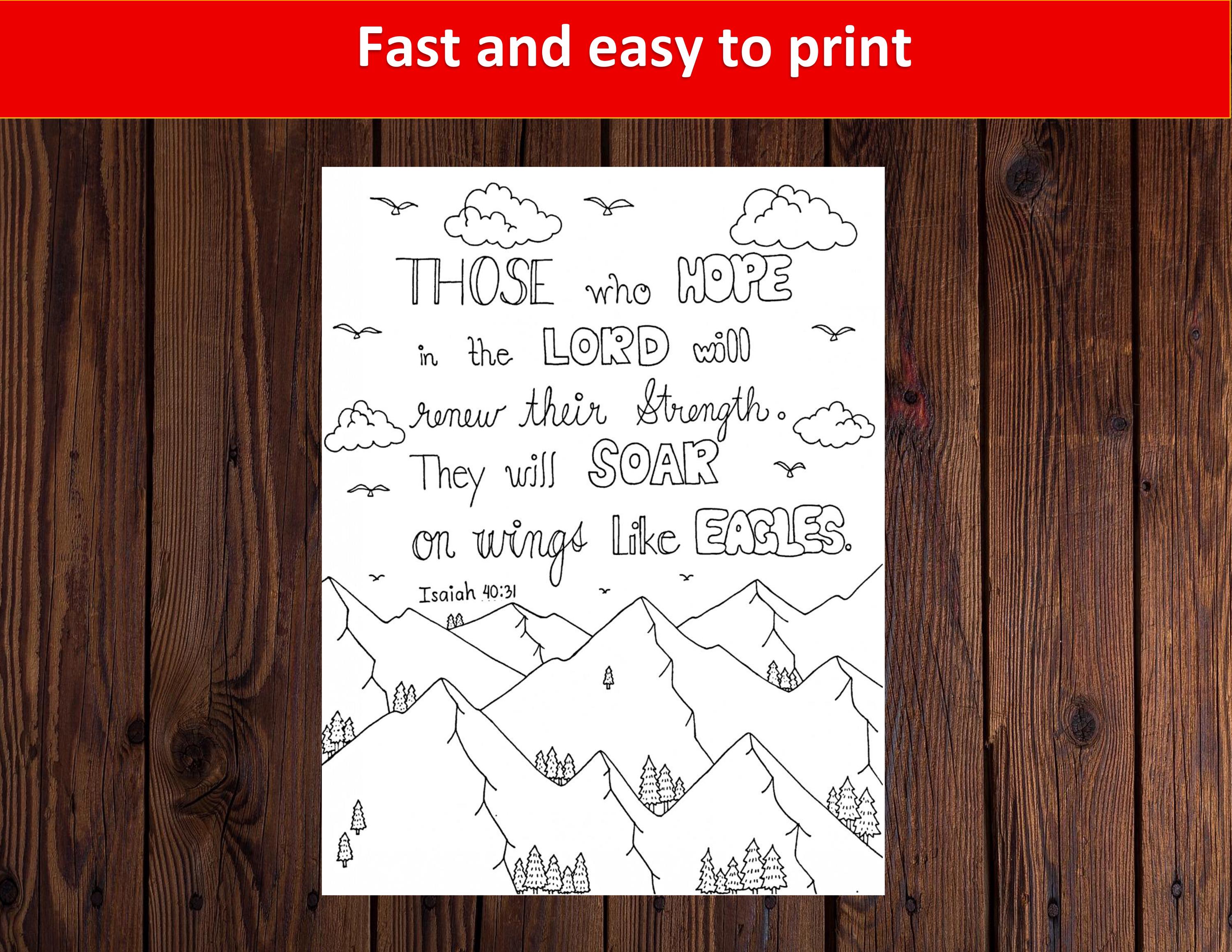Bible Verse Coloring Page, Isaiah 40:31, Biblical Colouring Page ...