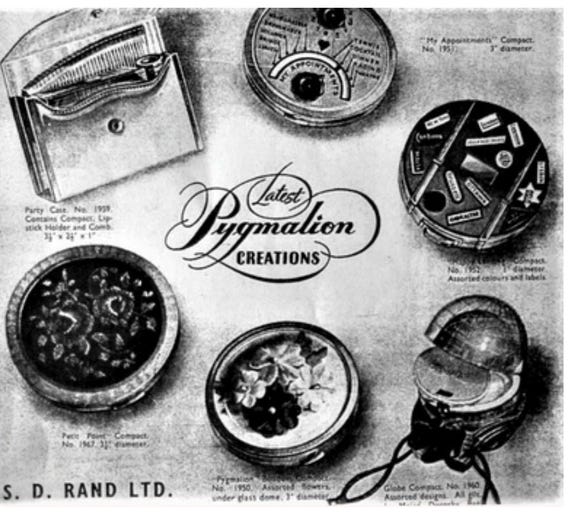 Rare, fabulous 1950's Pygmalion sphere powder compact… - Gem