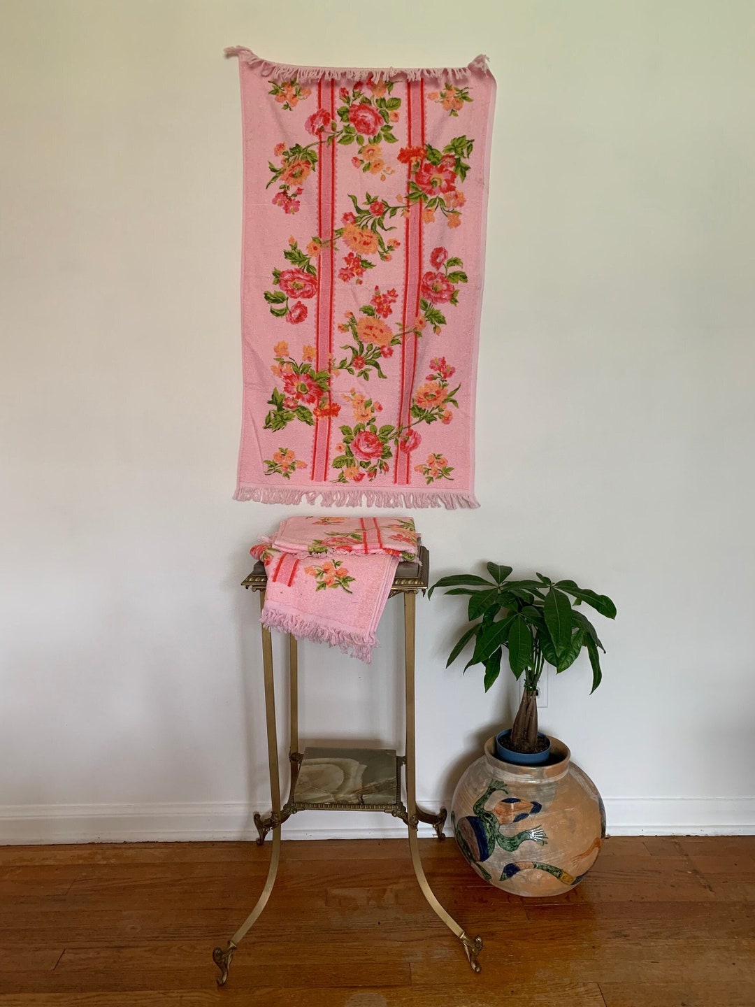 Deadstock Vintage Pink Floral Towels - Etsy