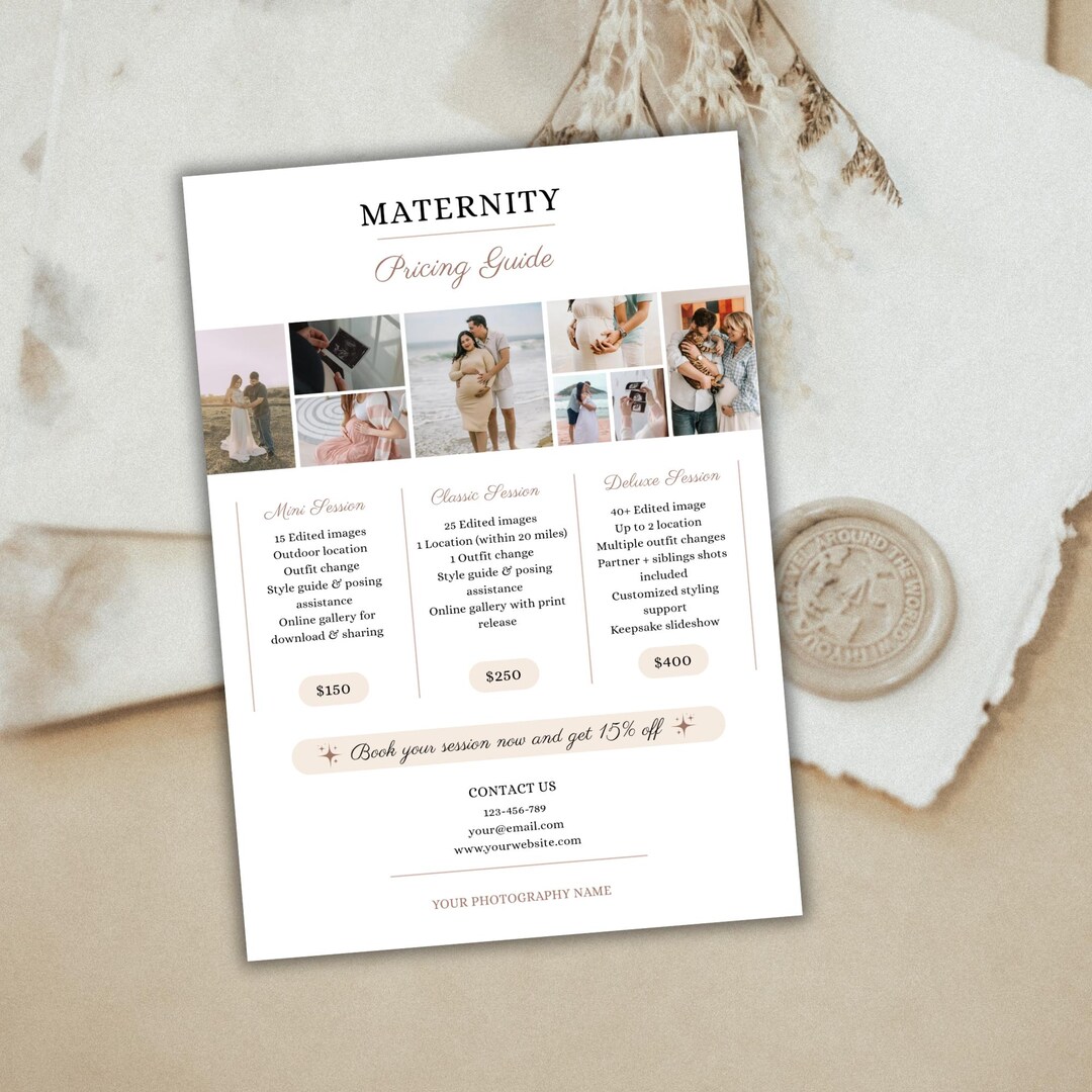 Maternity Photography Pricing Guide Template: Editable Canva Flyer - Etsy
