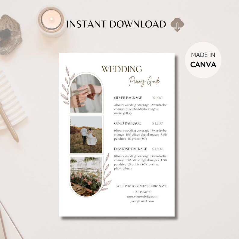 Wedding Photography Pricing Guide Flyer: Editable Canva Template - Etsy