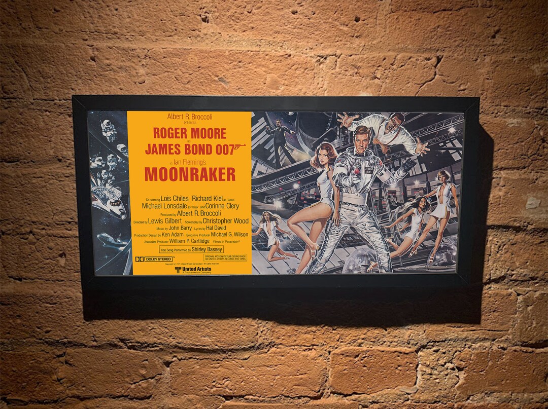 Moonraker Movie Poster Classic James Bond Print Framed or Unframed 007 Borderless Print Gift ...