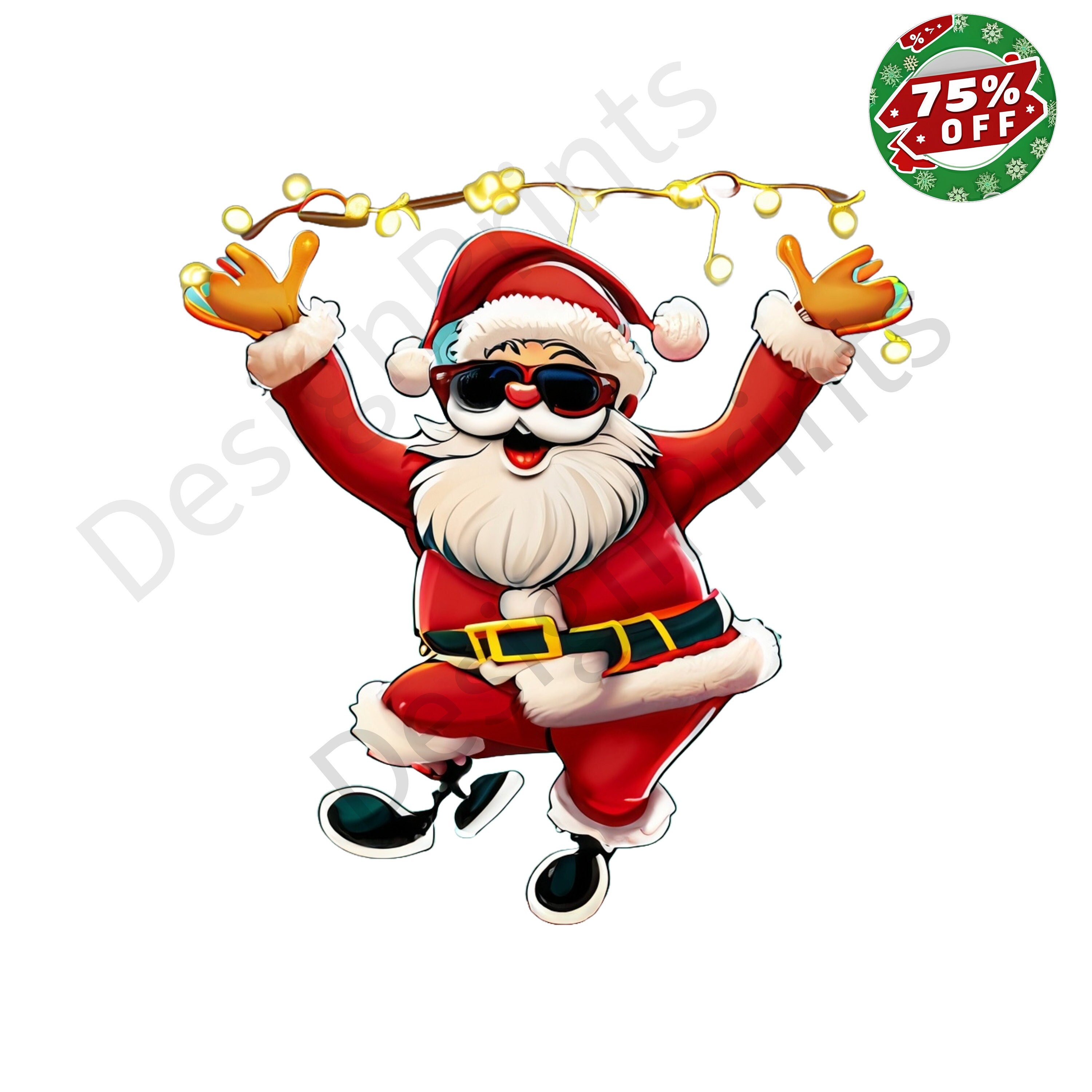 Dancing Santa With Christmas Lights Png Merry Christmas Png Happy New Year Png Sanra Claus
