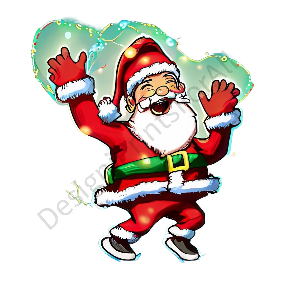 Funny Santa Dancing With Christmas Lights PNG, Merry Christmas Png ...