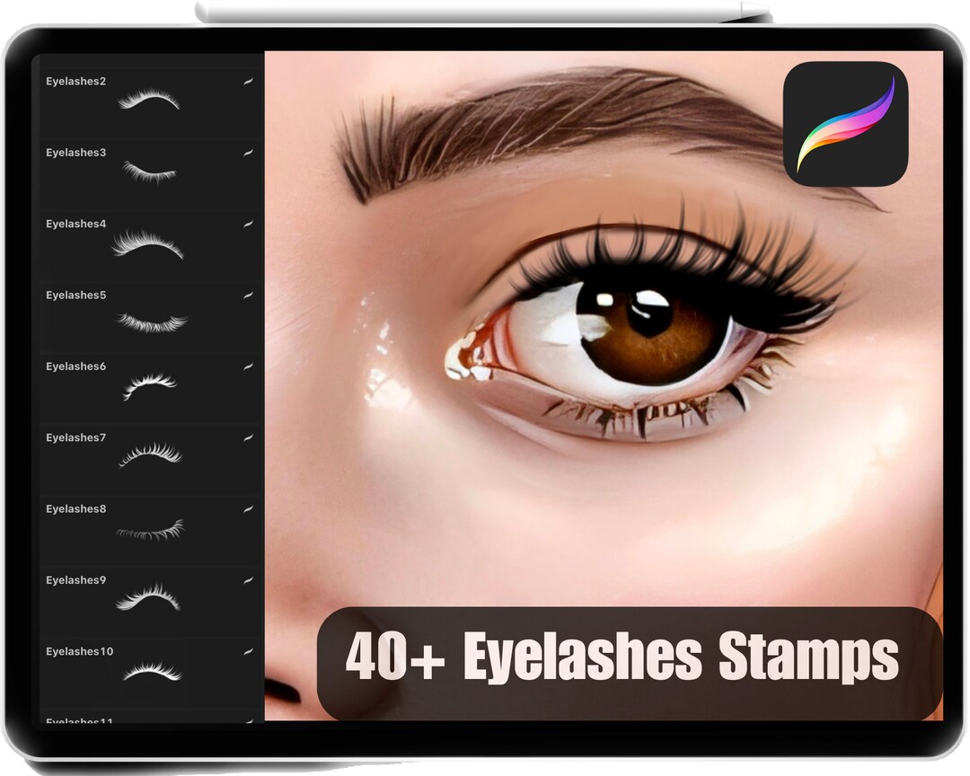 40+ Procreate Stamps High Quality Realistic Digital Eyelashes Stamps for Portrait iPad Procreate ...