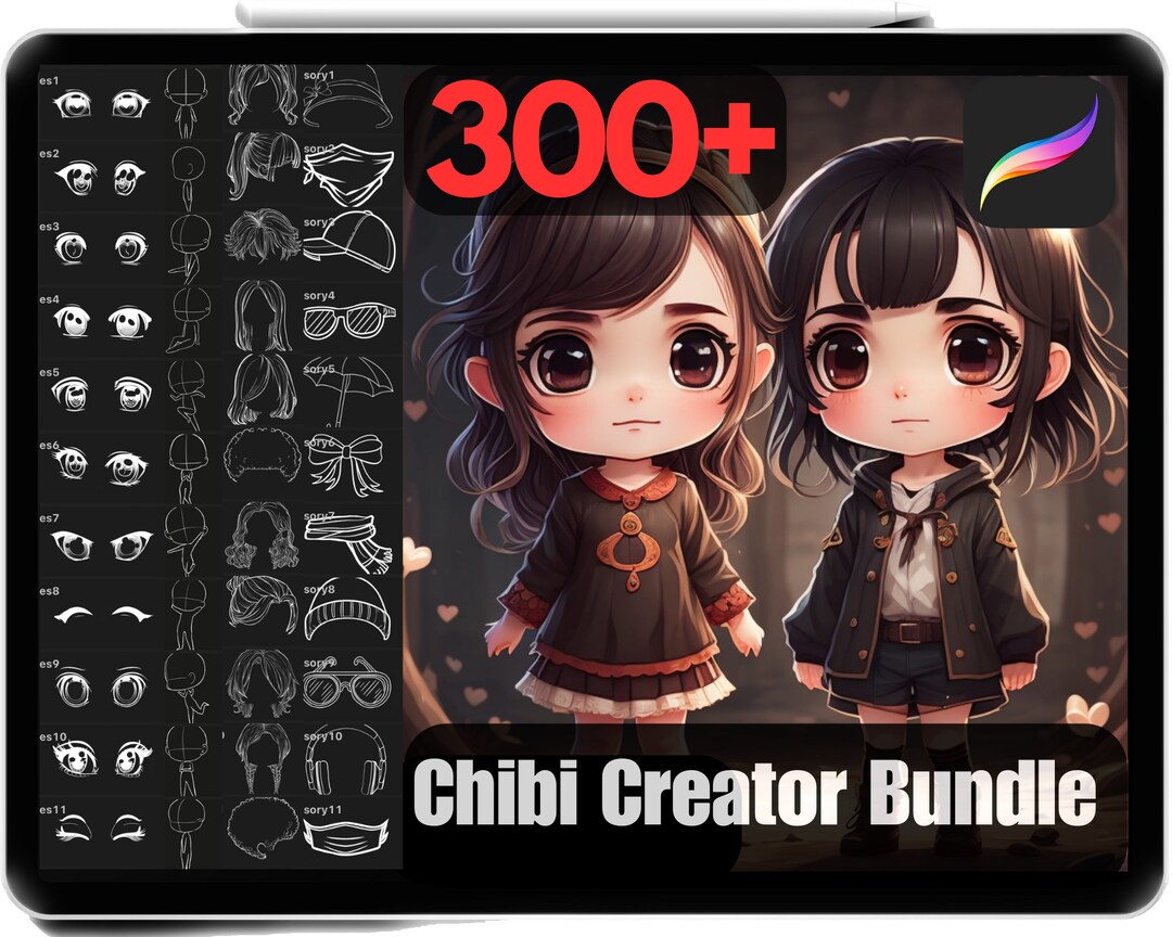 300+ Procreate Chibi Character Creator Stamps: Anime Brushes ...