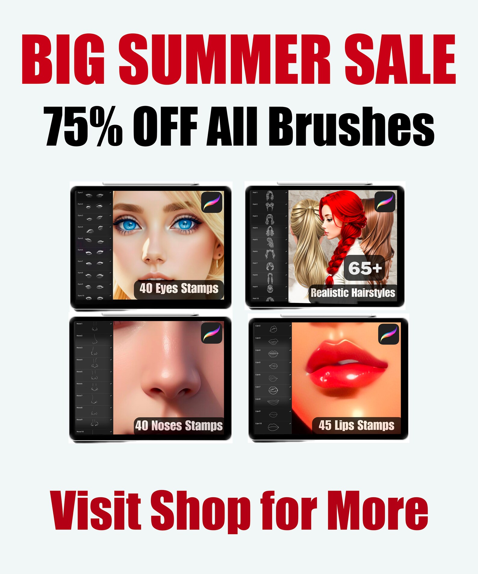 65 Procreate Realistic Hairstyles Stamps High Quality Female - Etsy