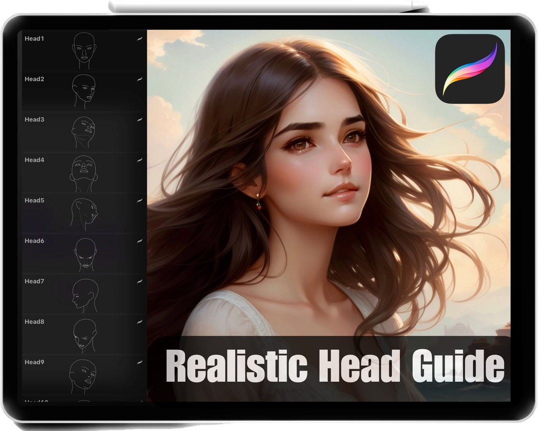 Procreate Head Guide Stamps, Easy to Use High Quality Realistic Head ...