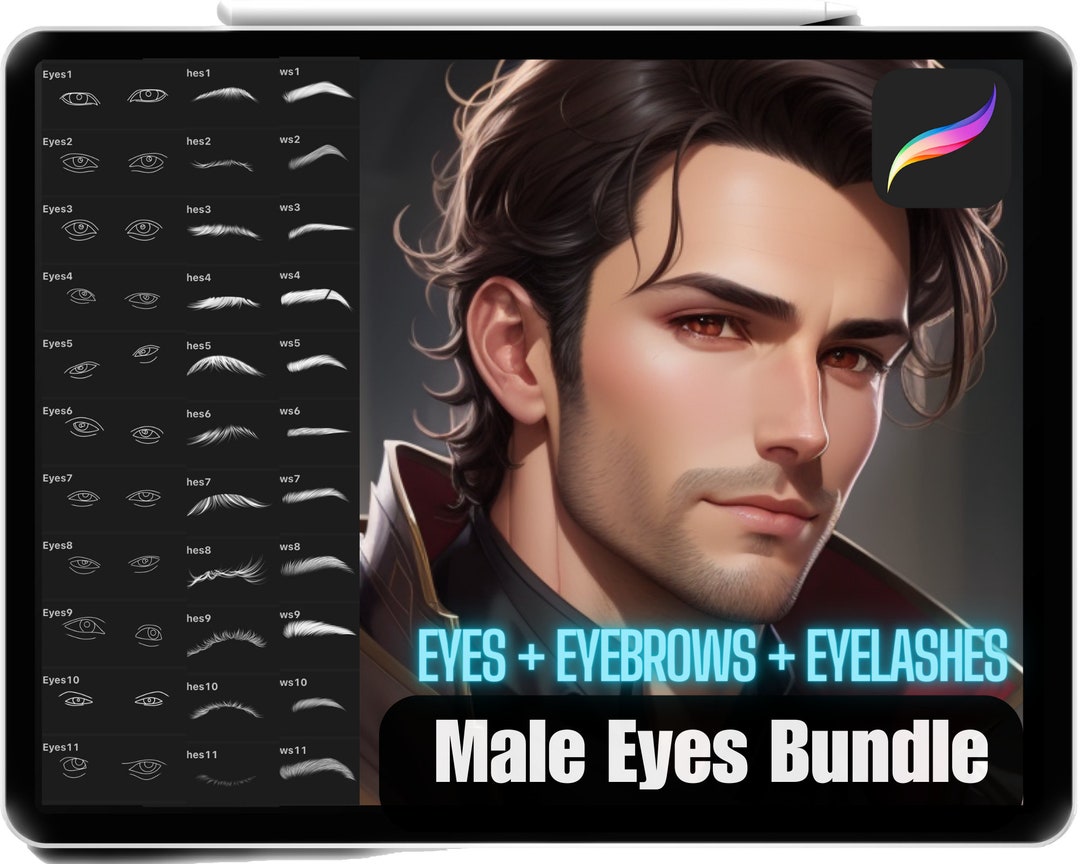 Procreate Male Eye Stamps Bundle of High Quality Realistic Portrait ...