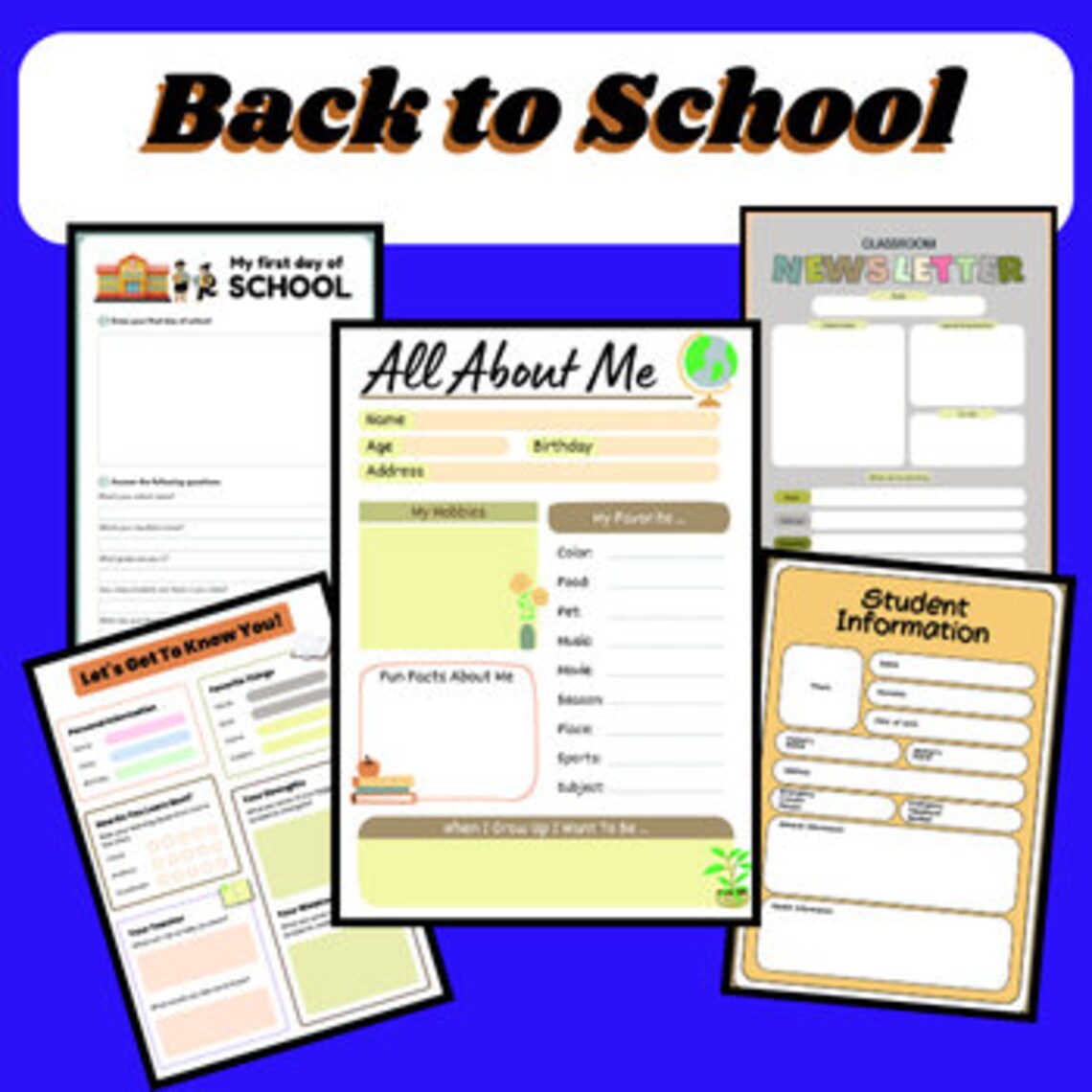 Back to School, My First Day of School,all Abou Me, Information ...