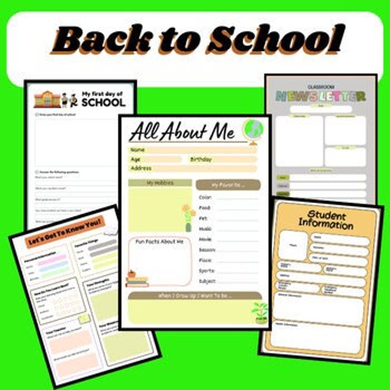 Back to School, My First Day of School,all Abou Me, Information ...