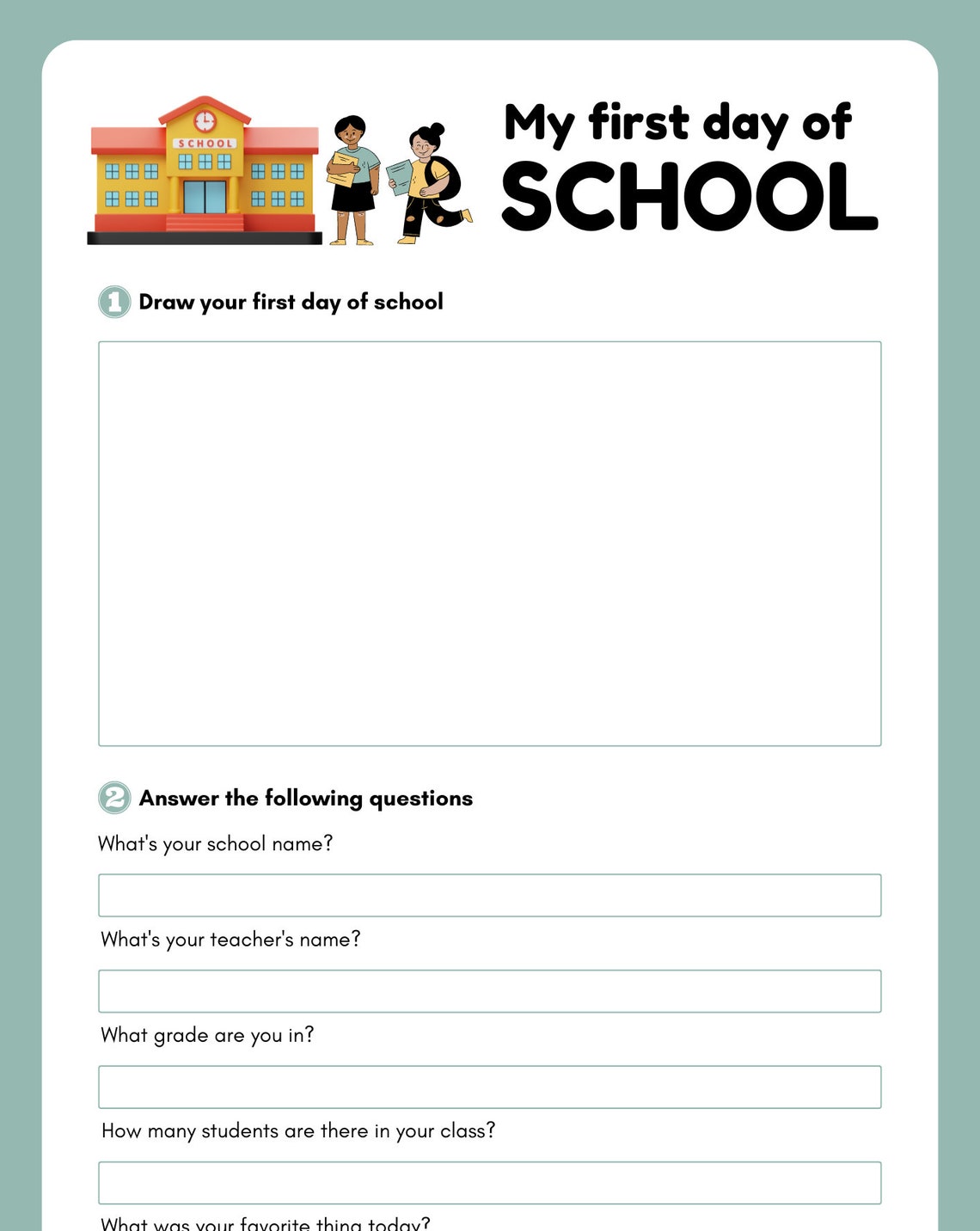 Back to School, My First Day of School,all Abou Me, Information ...