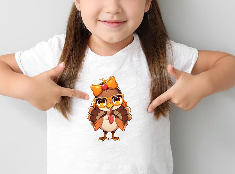 Adorable Thanksgiving Turkey PNG & SVG, Baby Girl and Boy Turkeys, Cute ...