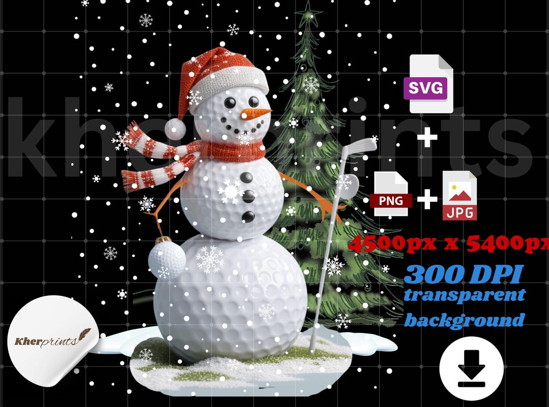 Funny Golf Snowman PNG Golf Player With Santa Hat Christmas Design golf ...