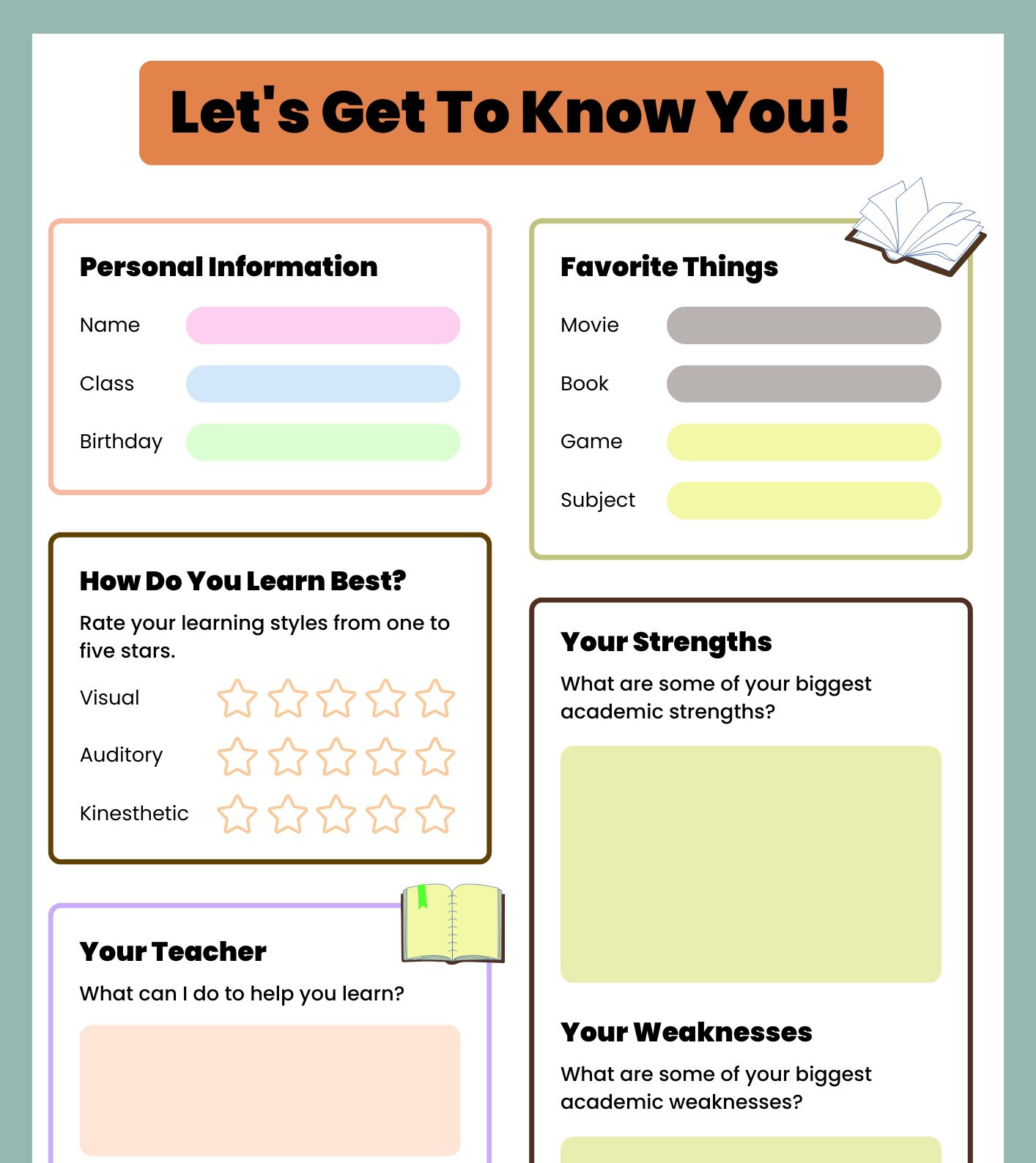 Back to School, My First Day of School,all Abou Me, Information ...