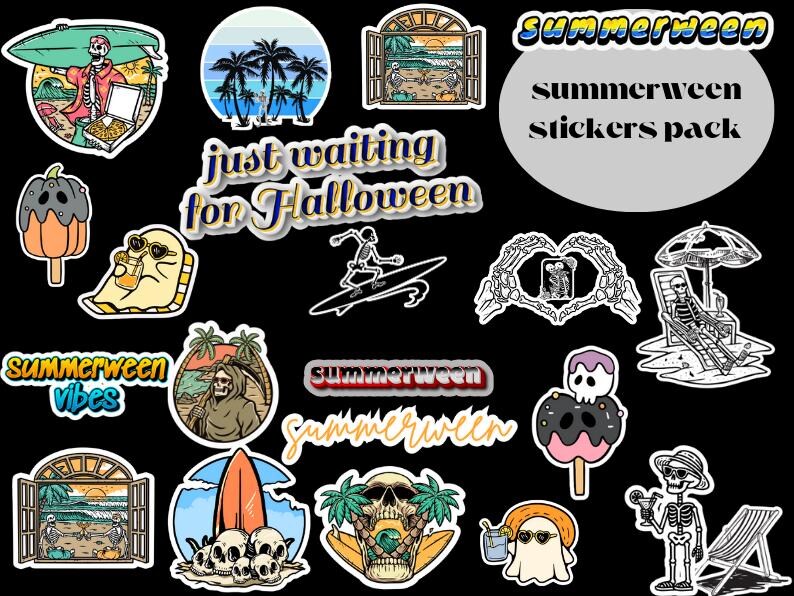 Summerween Sticker Set of 19 Cut 2024 DOWNLOAD ONLY Hot Ghost Summer ...
