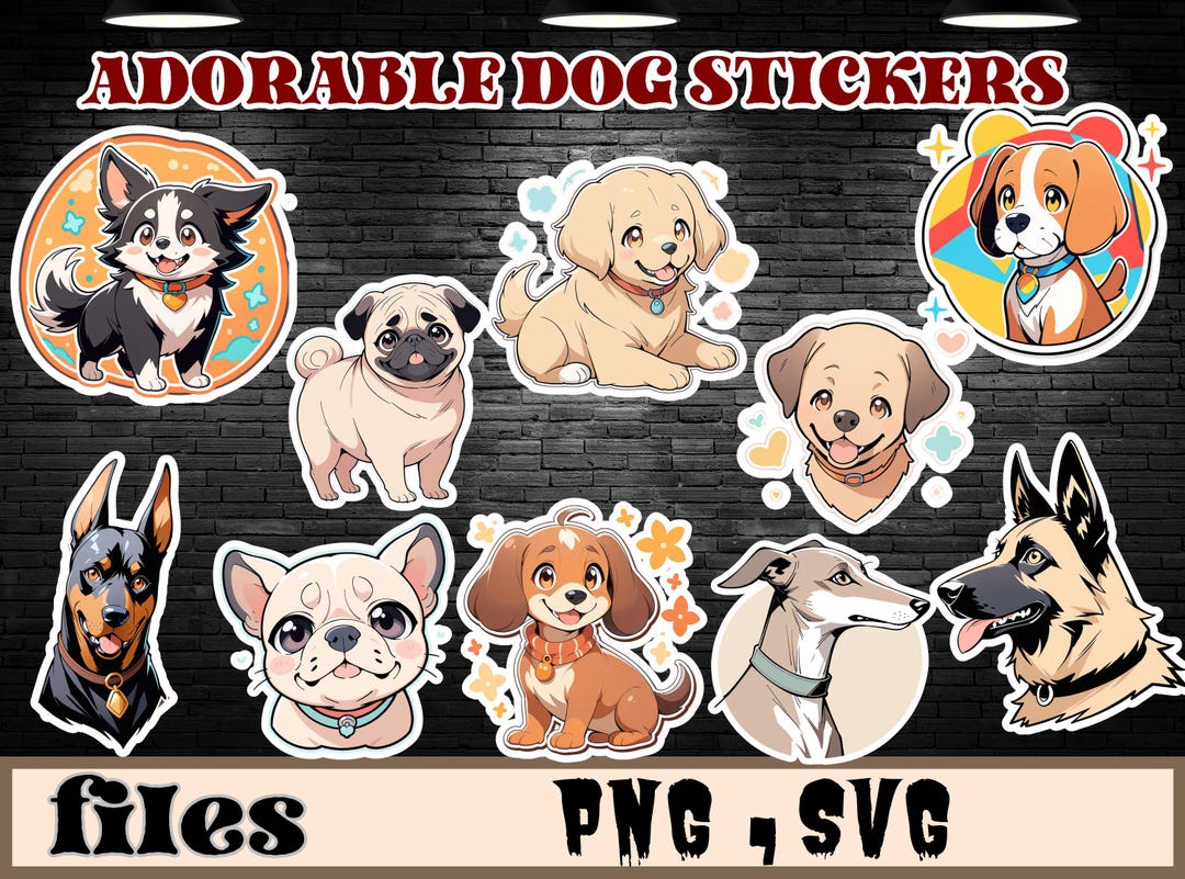 Adorable Dog Stickers PNG Collection Beloved Breeds for Every Dog Lover ...