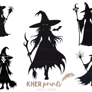 Evil Witch Svg & PNG Files,5, Gothic Horror Halloween, Scary Clipart ...