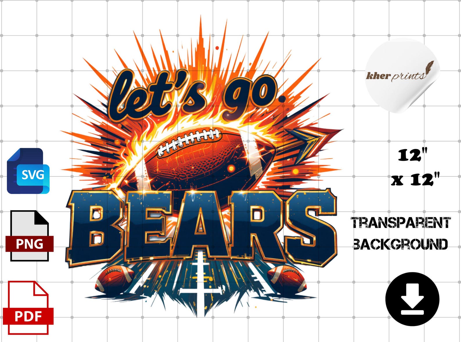 Let's Go Bears Png, Chicago Bears Svg, Gift for Him, Chicago Bears Png ...