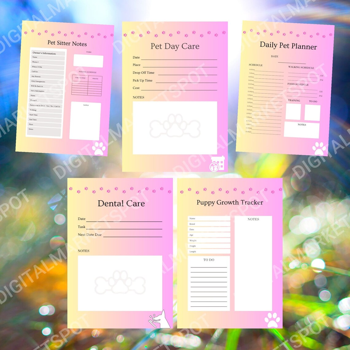 Printable Pet/dog Planner, Fillable Pet Planner, Pet Care Planner, Pet ...