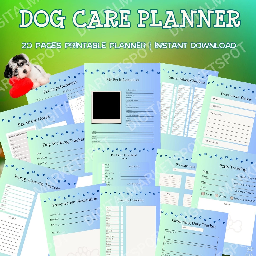 Printable Pet/dog Planner, Fillable Pet Planner, Pet Care Planner, Pet ...
