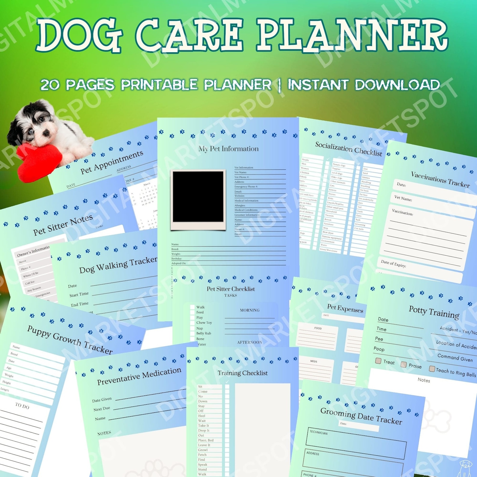 Printable Pet/dog Planner, Fillable Pet Planner, Pet Care Planner, Pet ...
