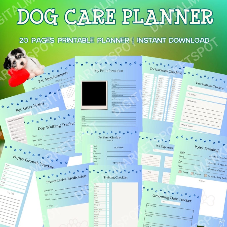 Printable Pet/dog Planner, Fillable Pet Planner, Pet Care Planner, Pet ...