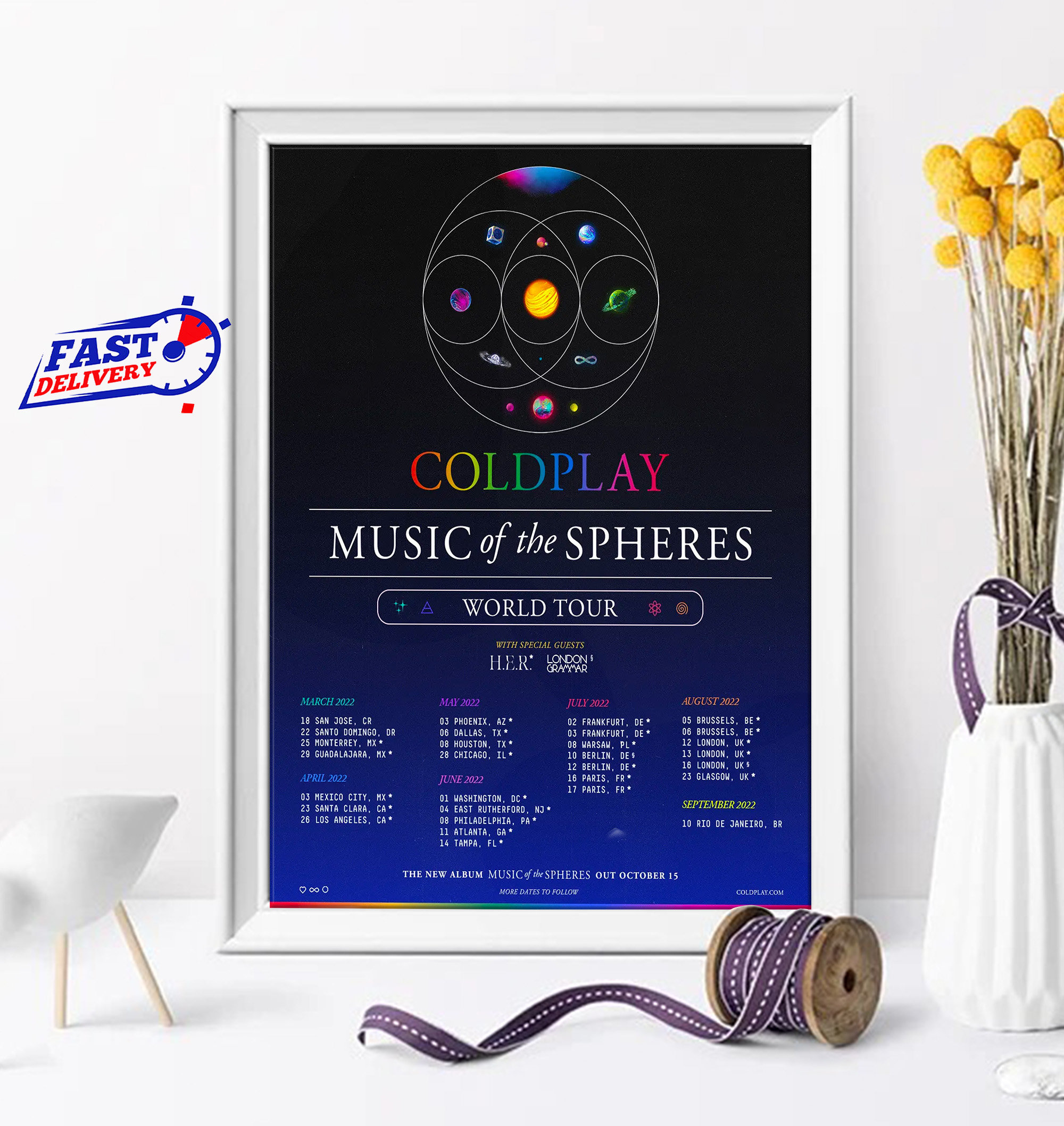 Coldplay Music Of The Spheres World Tour Poster, Coldplay Fans Poster ...