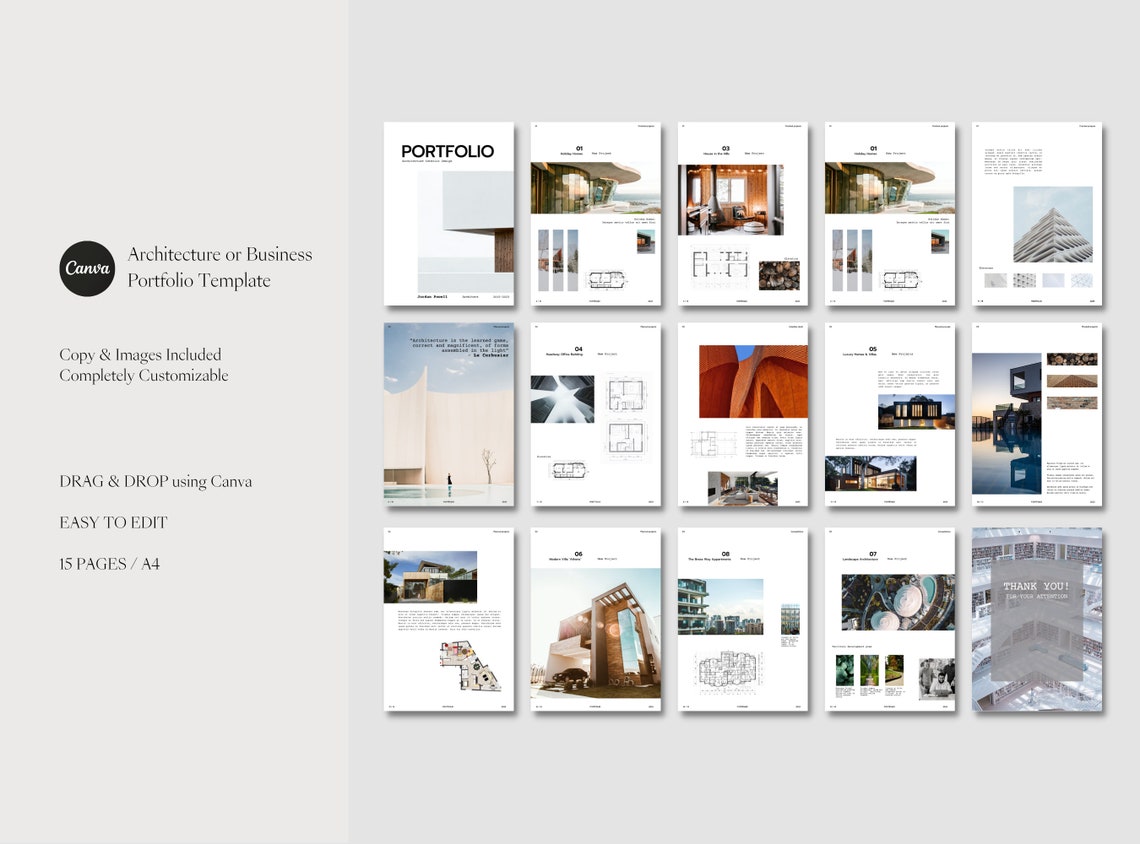 Architecture PORTFOLIO Template Canva Template, Architecture Brochure ...