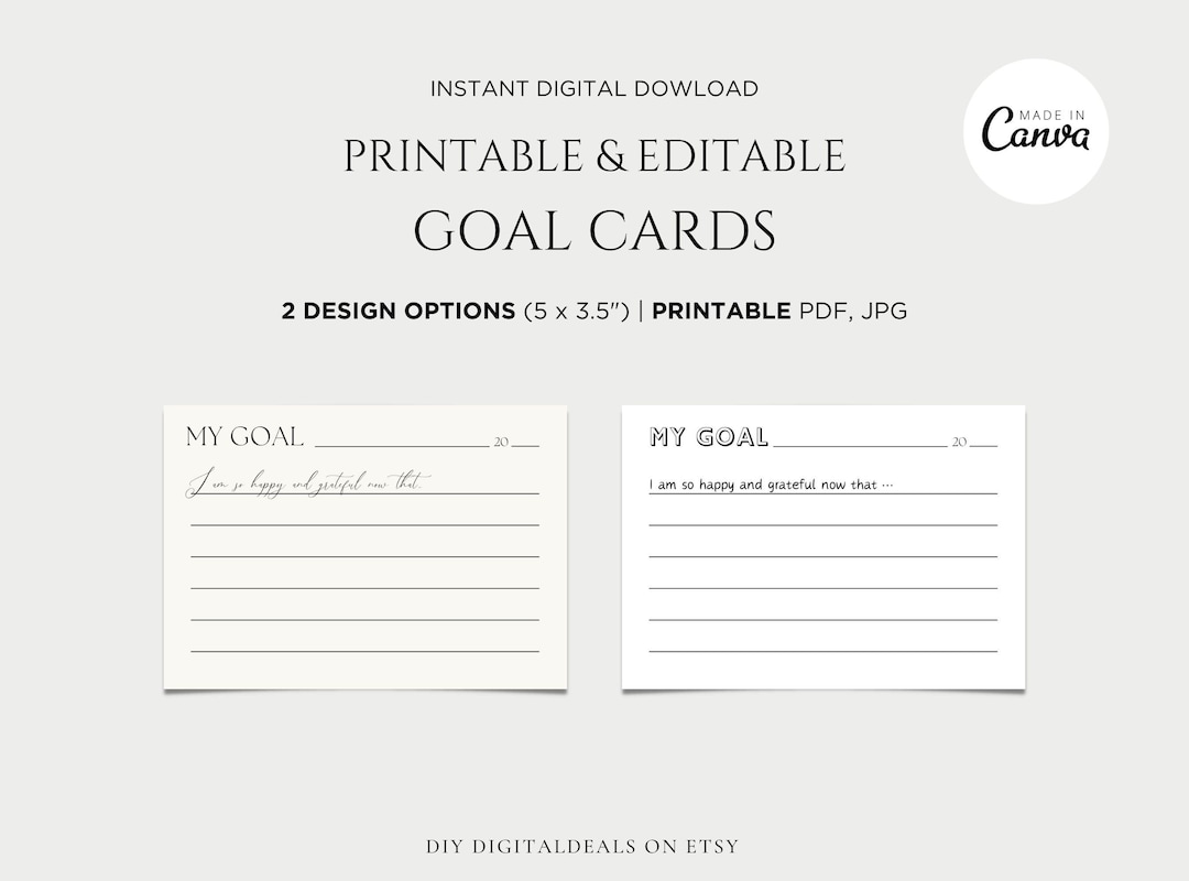 Printable Goal Card Manifesting Goal Card Minimalist Goal - Etsy