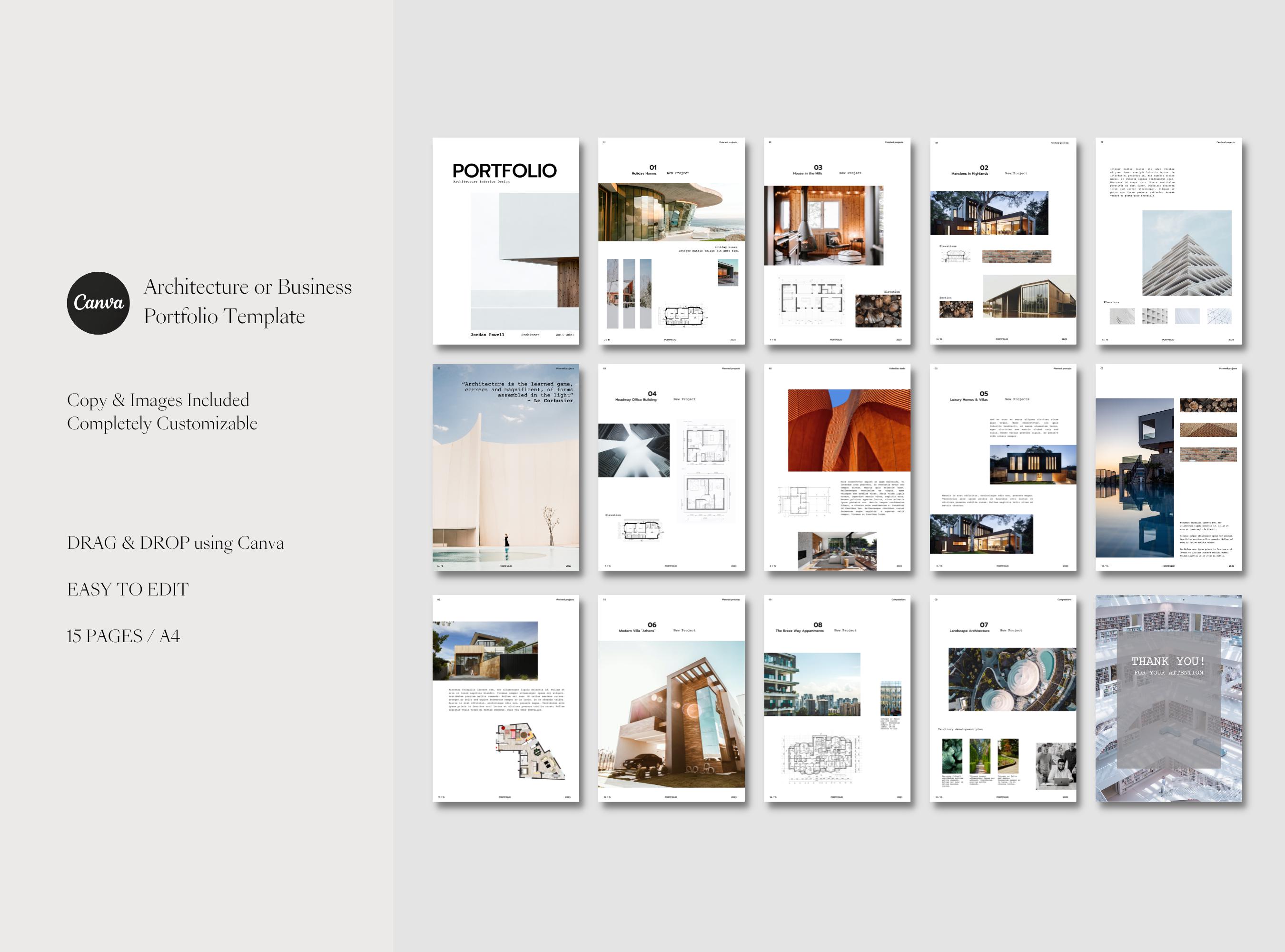 Architecture PORTFOLIO Template Canva Template, Architecture Brochure ...