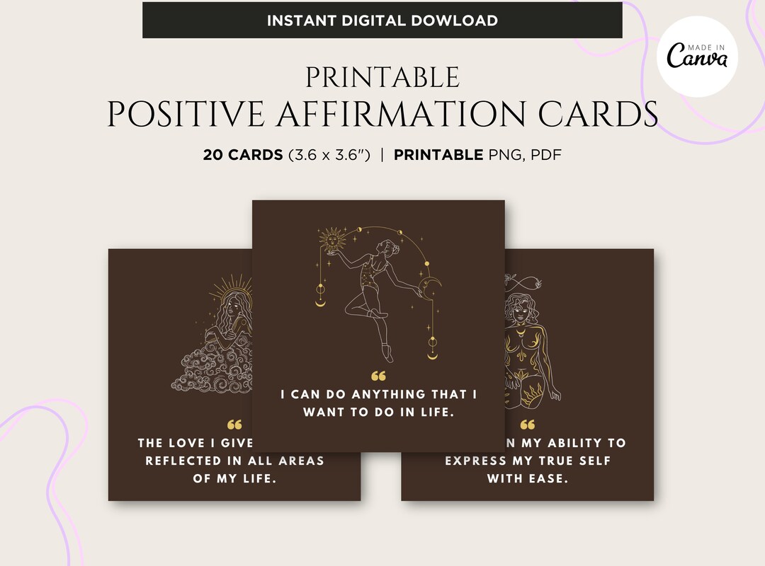 20 Mindfulness Positive Affirmation Cards | Self Love | Positive ...