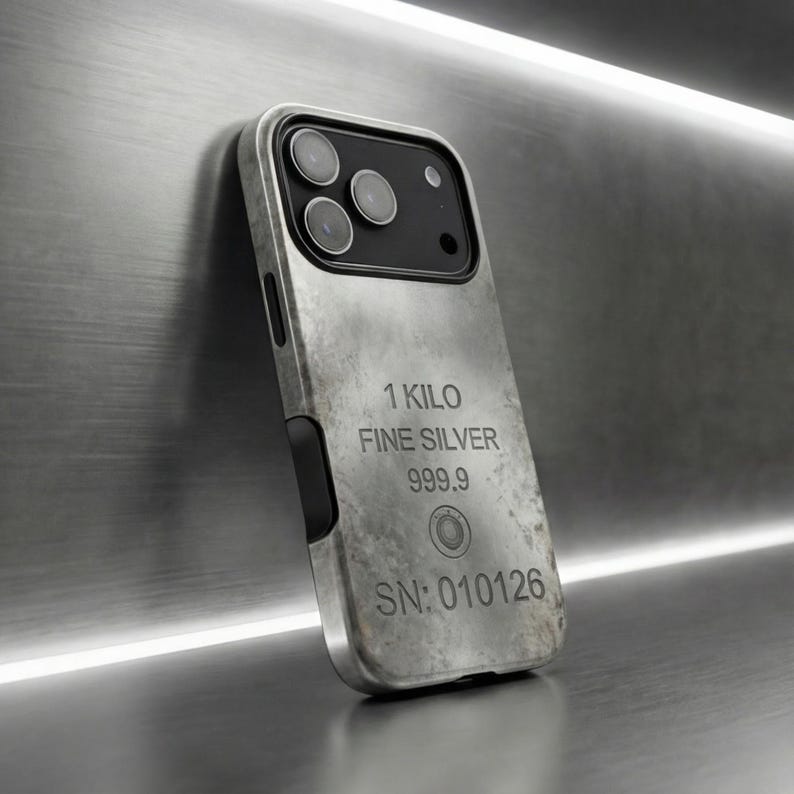 1 Kilo Silver Bar Phone Case - Distressed Metal Bullion Stacker ...