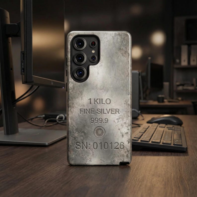 1 Kilo Silver Bar Phone Case - Distressed Metal Bullion Stacker ...