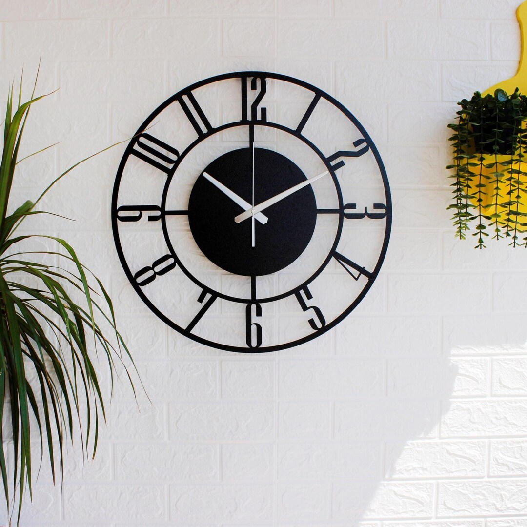 Large Metal Wall Clock With Latin Numerals,metal Wall Decor,unique Wall ...