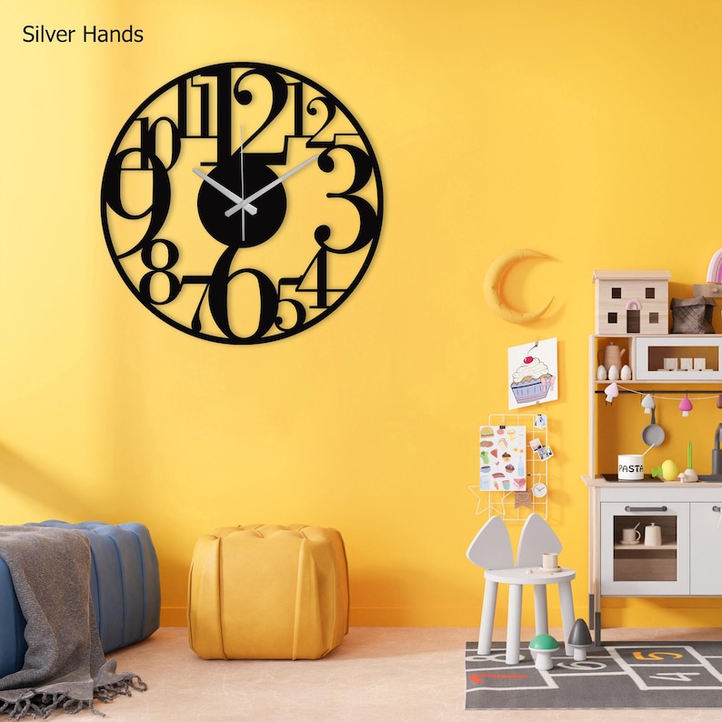 Oversized Metal Wall Clock: Modern Number Design, Silent Movement - Etsy