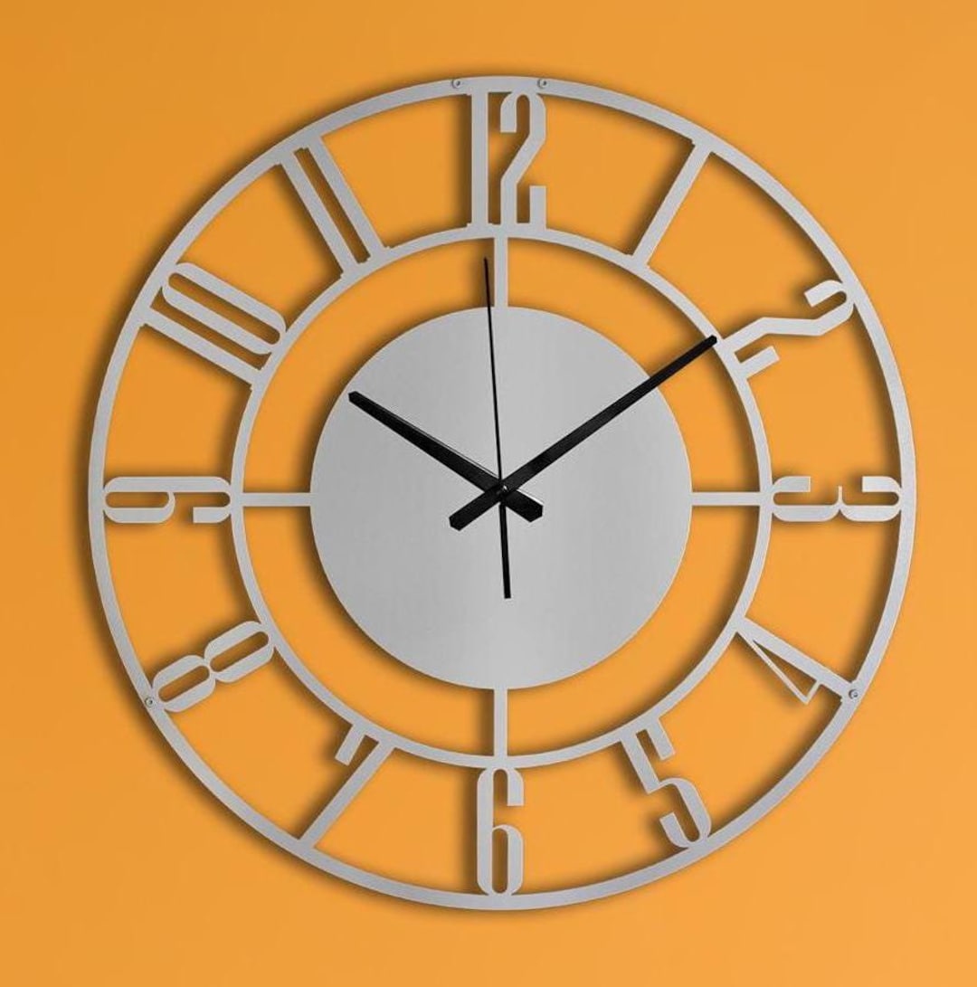 Silver Metal Wall Clock, Handmade Wall Clock, Wall Clock Unique ...