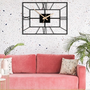 Metal Wall Decor, Extra Large Rectangular Wall Clock, Modern Wall Clock ...