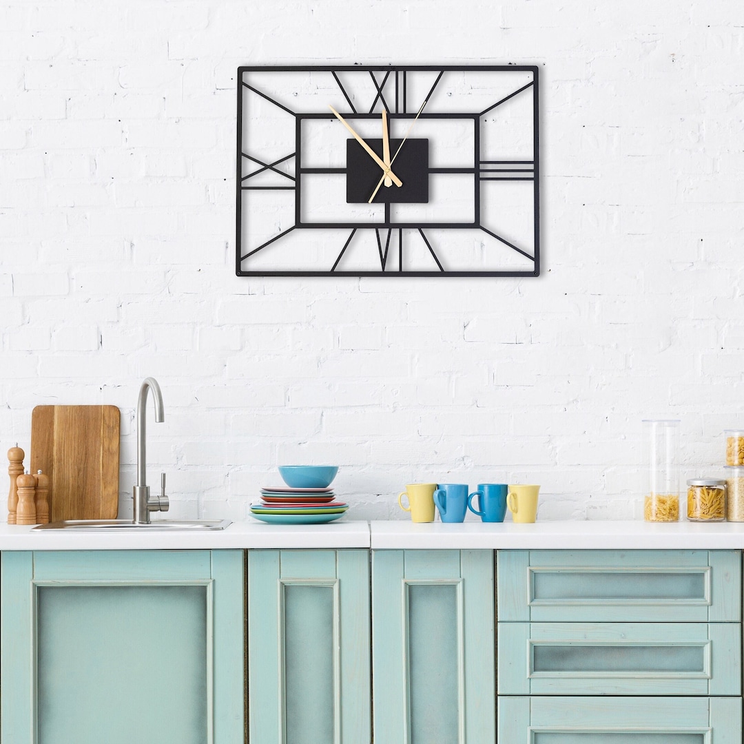 Metal Wall Decor, Extra Large Rectangular Wall Clock, Modern Wall Clock ...