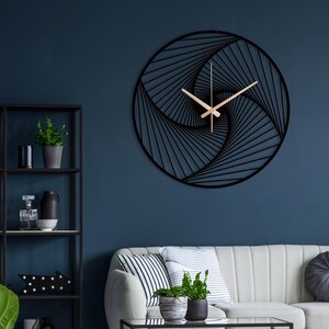 Geometric Metal Wall Clock: Modern Laser Cut Art, Minimalist Home Decor ...