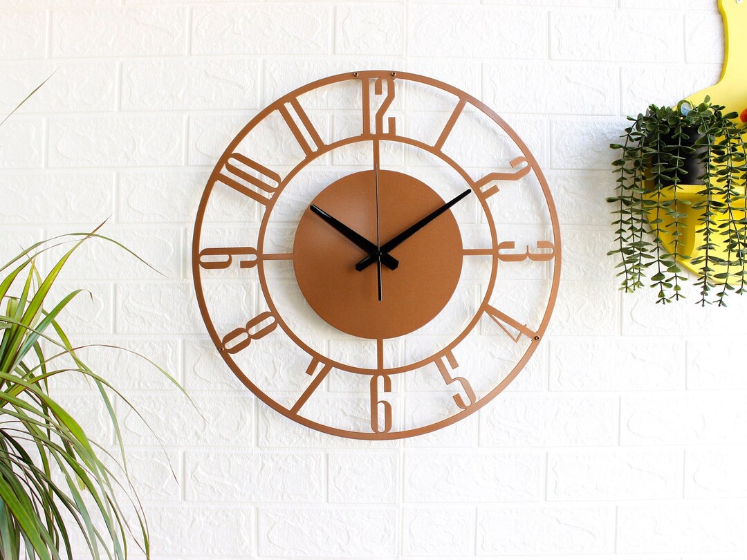 Copper Wall Clock,large Metal Wall Clock,copper Clock,unique Wall Clock ...
