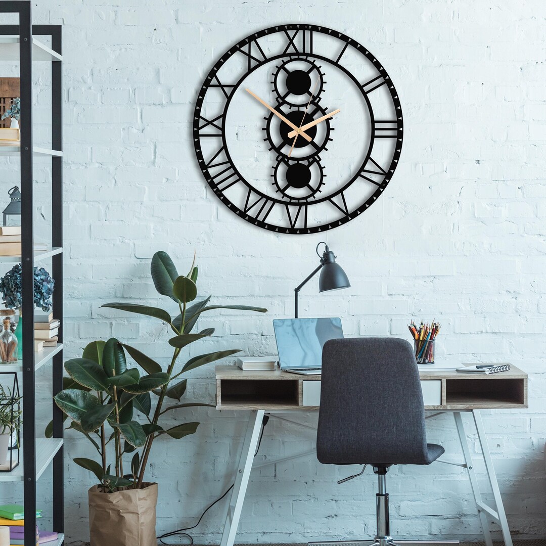 Gear Clock,unique Wall Clock, Silent Modern Metal Wall Clock ...