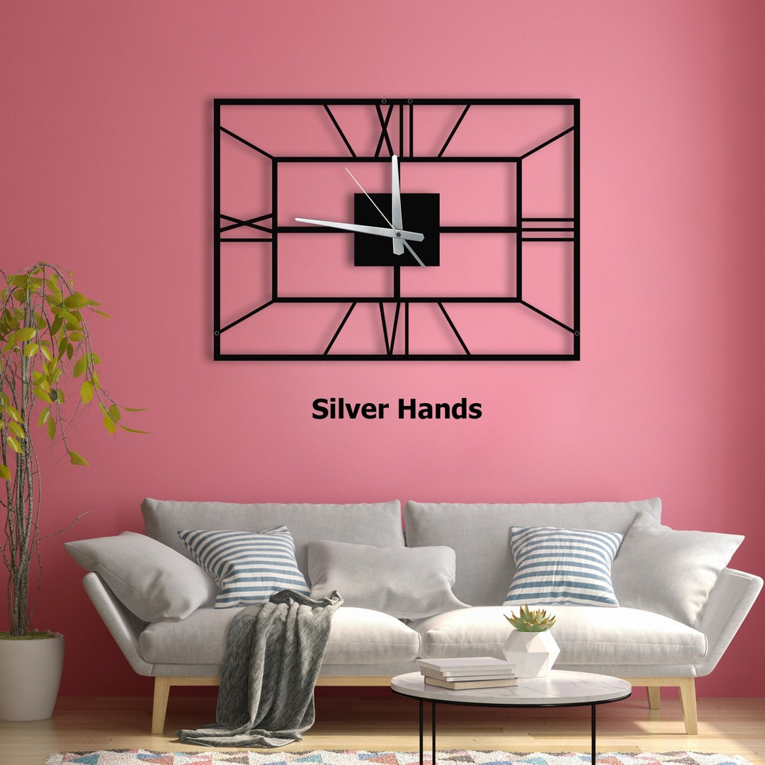 Large Rectangular Metal Wall Clock, Rectangular Metal Wall Decor ...