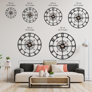 Unique Latin Numeral Compass Metal Wall Clock,extra Large Clock,ships ...