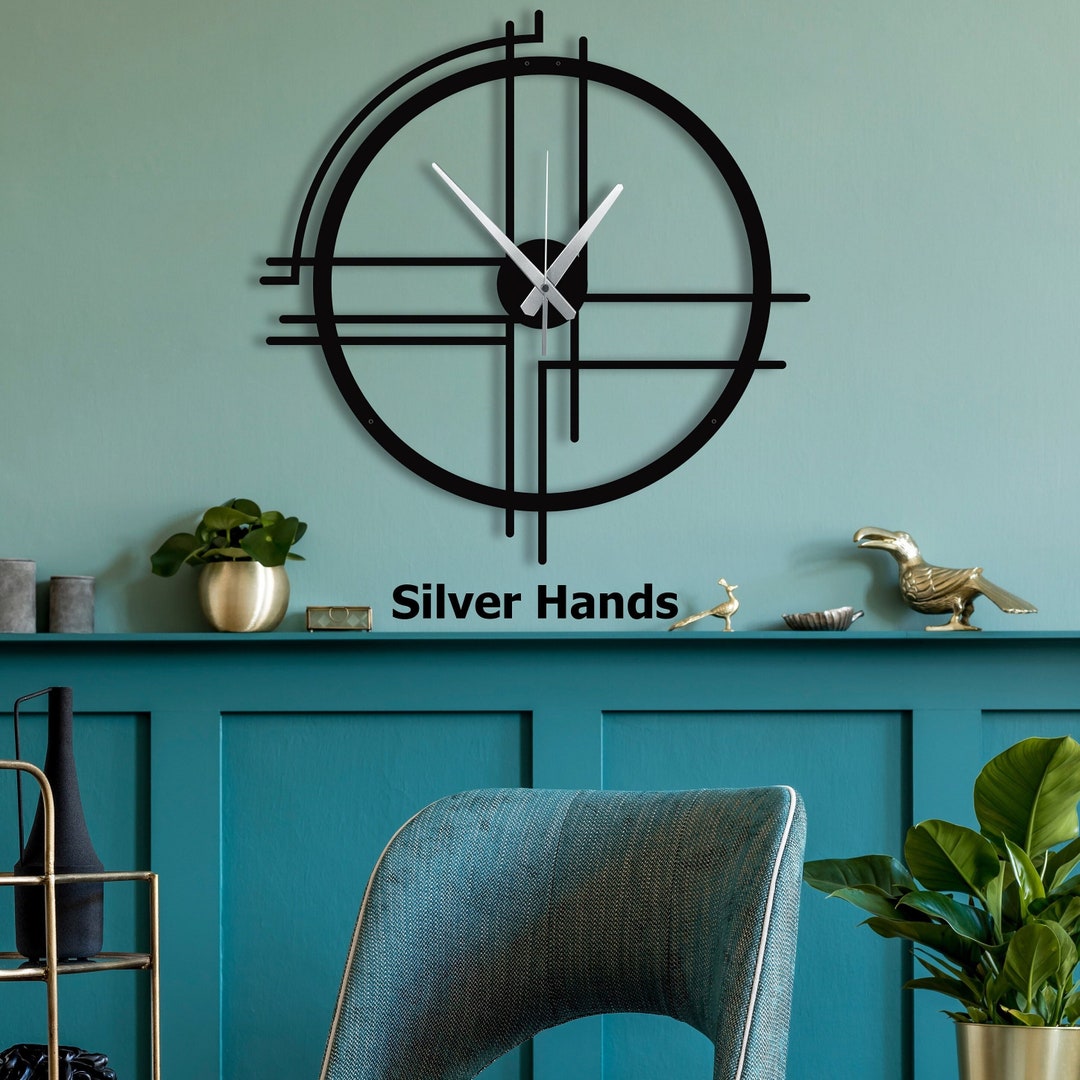 Minimalist Design Metal Wall Clock, Modern Art Wall Clock, Oversized ...