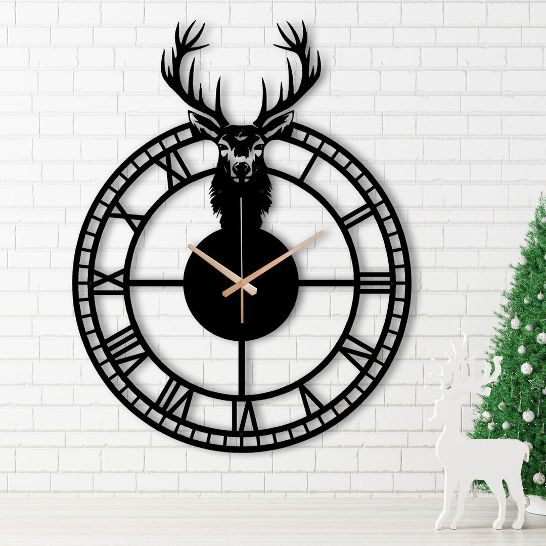 Deer Metal Wall Clock,unique Clock,antler Clock,hunting Wall Clock ...