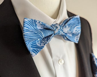 Men's Light Blue Necktie Nami Japanese Wave Tie Light Blue With White ...