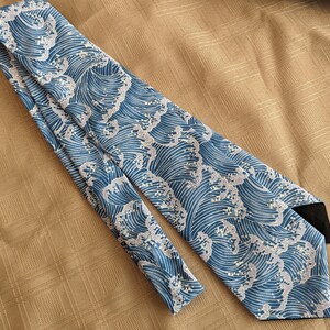 Men's Light Blue Necktie Nami Japanese Wave Tie Light Blue With White ...